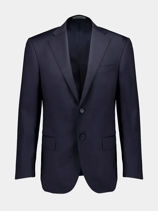 Corneliani Single-breasted Wool Navy Suit - Blue
