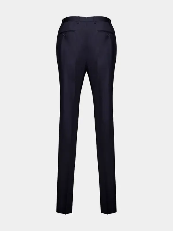 Corneliani Single-breasted Wool Navy Suit - Blue