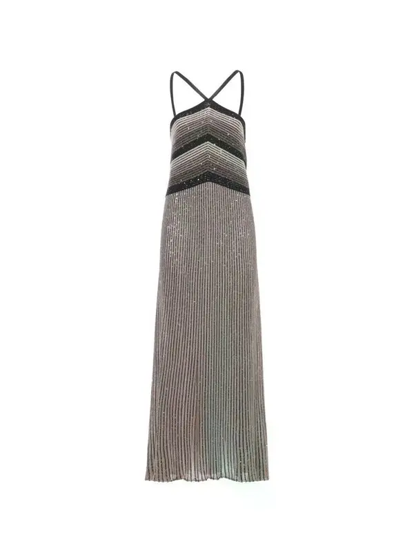 D.exterior Striped Midi Dress