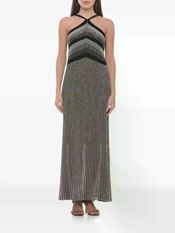 D.exterior Striped Midi Dress