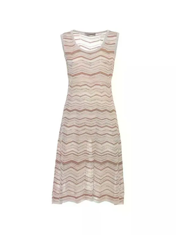 D.exterior Sleeveless Zigzag Midi Dress - Neutrals