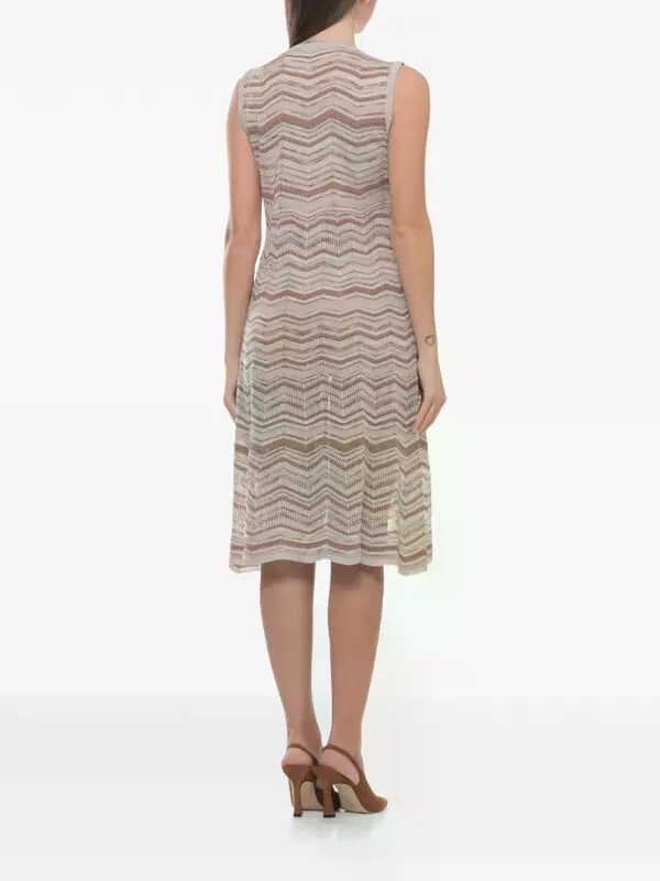D.exterior Sleeveless Zigzag Midi Dress - Neutrals