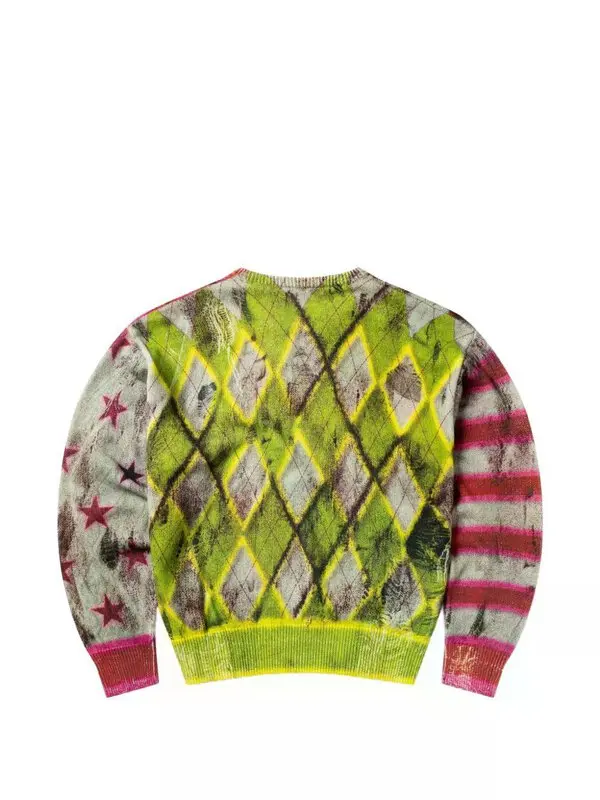 Aries Digi Patchwork V-neck Sweater