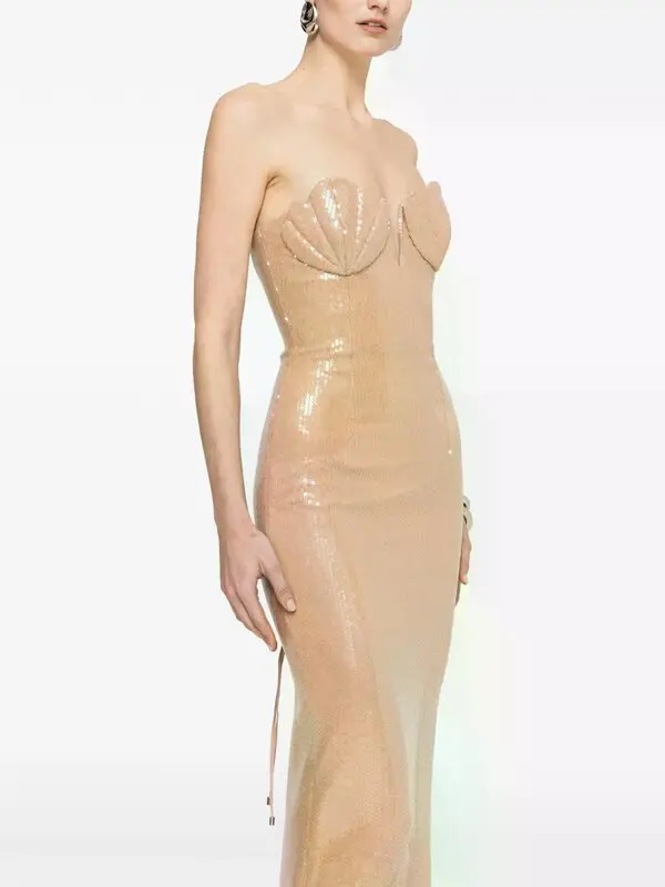 NISSA Sequin Embellished Fitted Maxi Dress
