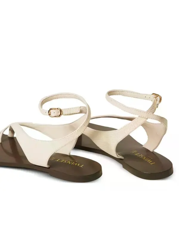 TWINSET Leather Ankle-strap Sandals With Tejús Print