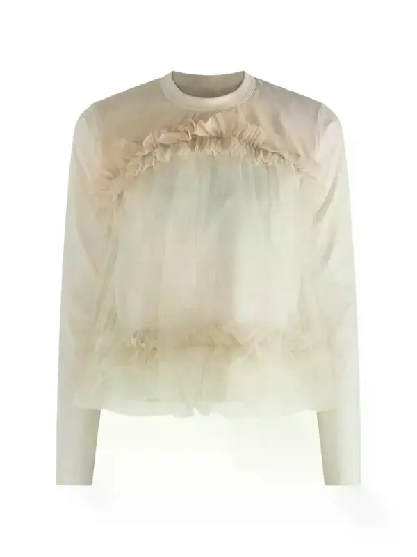 Noir Kei Ninomiya Ruffled Tulle-overlay Blouse