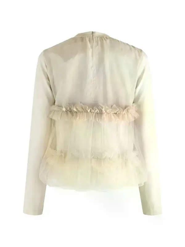 Noir Kei Ninomiya Ruffled Tulle-overlay Blouse