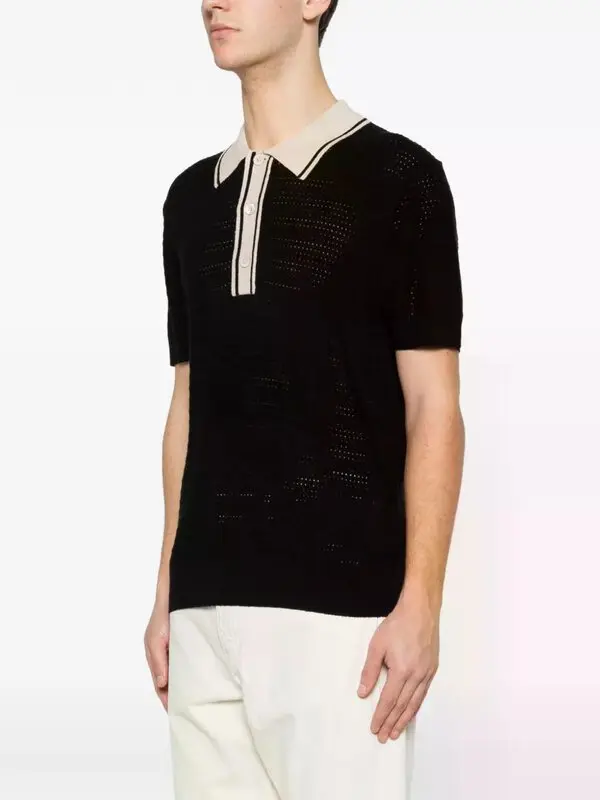 PAOLO PECORA Striped-collar Knitted Polo Shirt