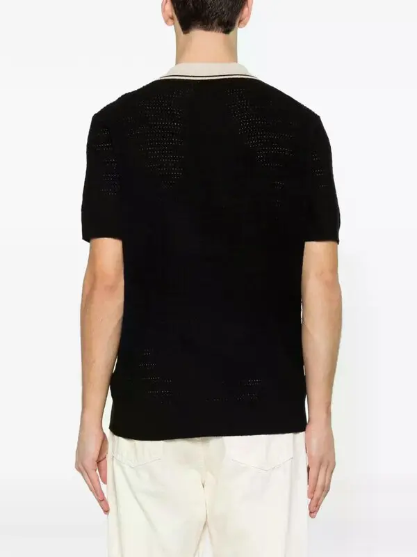 PAOLO PECORA Striped-collar Knitted Polo Shirt