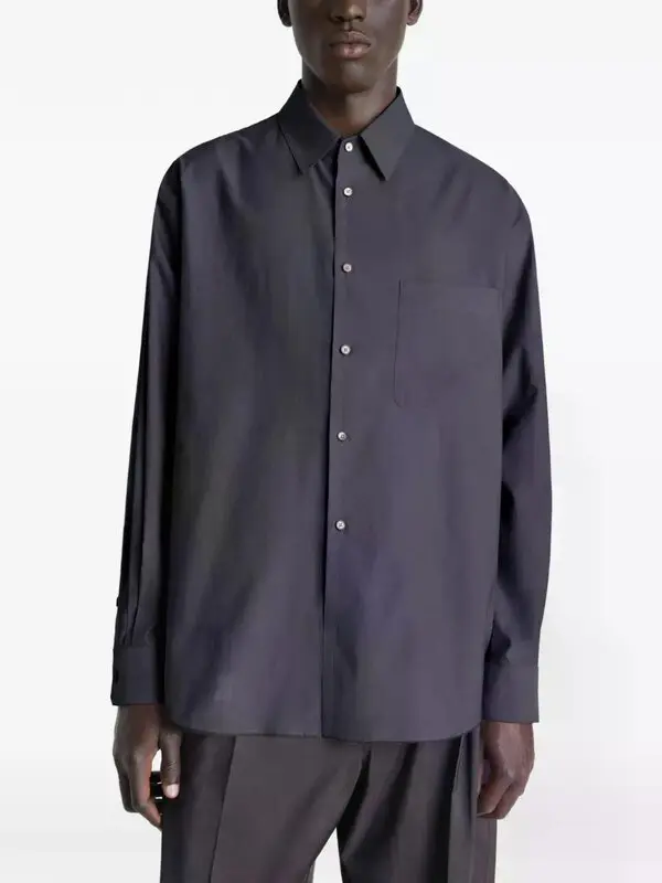 LEMAIRE Regular Shirt In Washed Cotton Silk - Grey