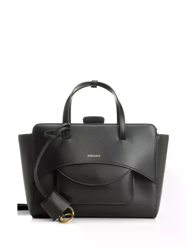 HIDESINS M Flap Leather Tote Bag - Black