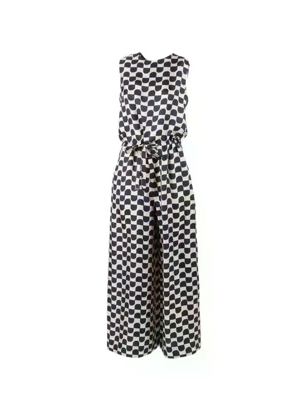 Max Mara Geometric Print Tie-waist Jumpsuit - Black