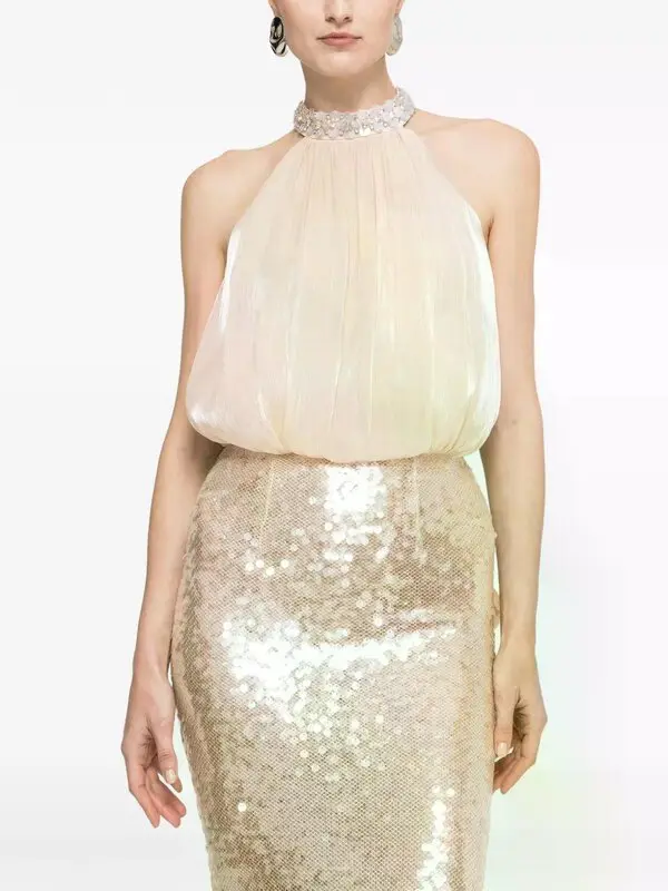 NISSA Bow Detail Sequin Maxi Dress
