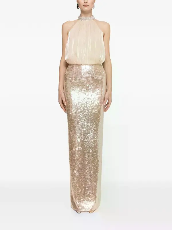 NISSA Bow Detail Sequin Maxi Dress