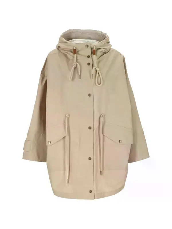 Moncler Drawstring Hooded Coat - Neutrals