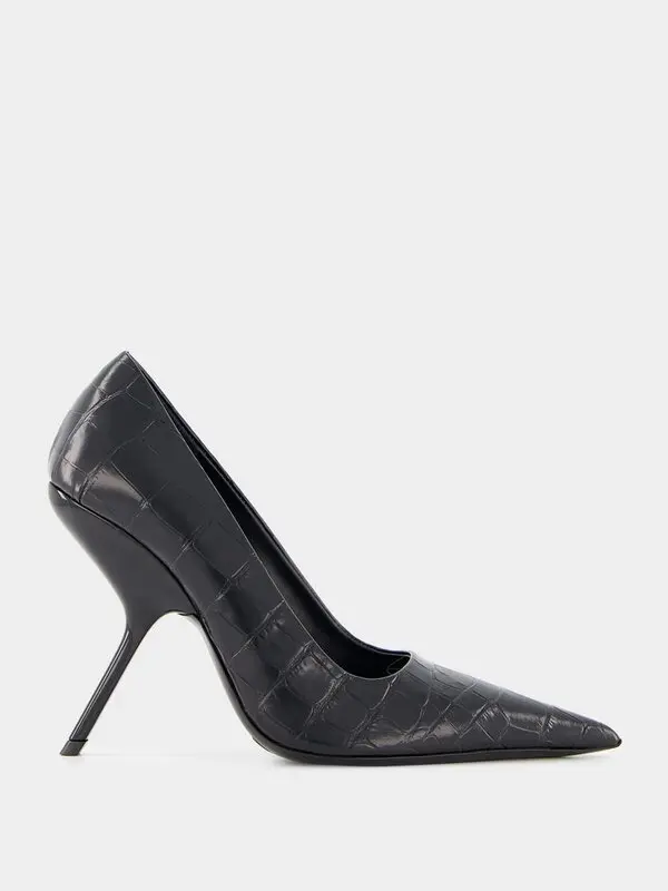 FERRAGAMO Eva Crocodile-embossed Pumps - Black