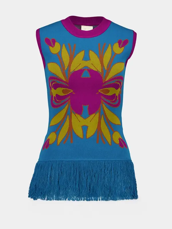 PAULA Tina Mykonos Jacquard Tank Top With Fringe - Multicolour