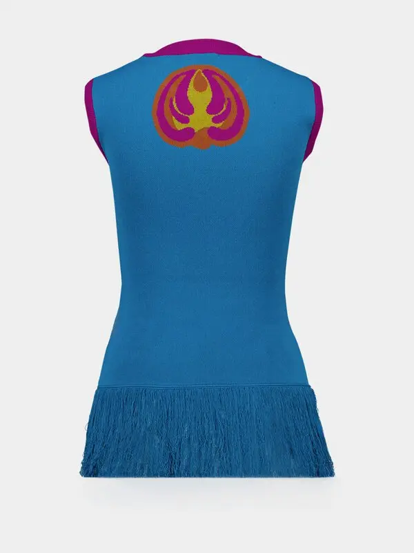 PAULA Tina Mykonos Jacquard Tank Top With Fringe