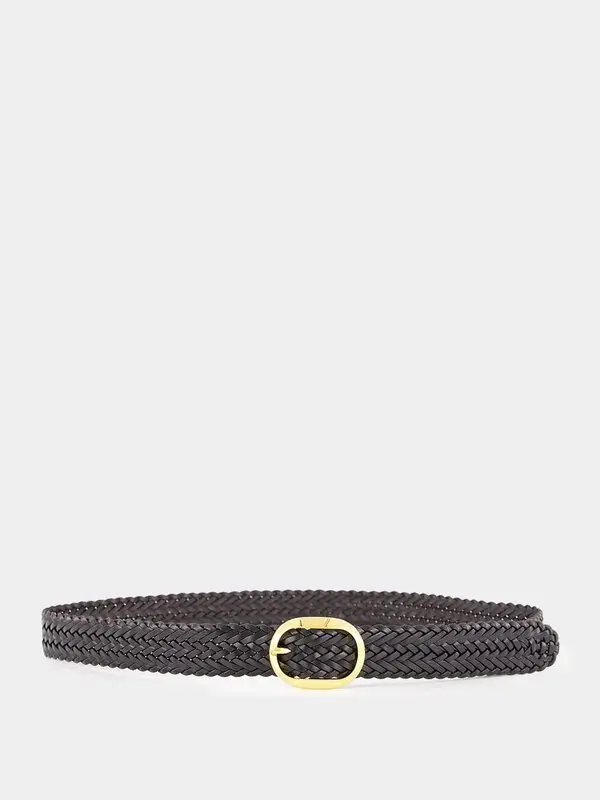 TOM FORD Woven Leather Oval Belt - Grey
