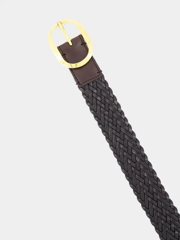 TOM FORD Woven Leather Oval Belt