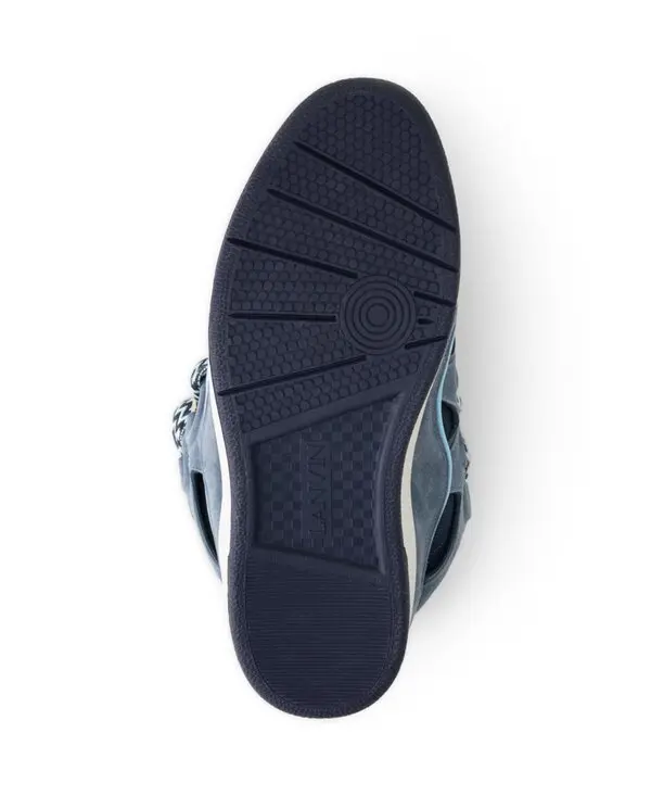 LANVIN Curb Leather Sneakers - Grey/blue