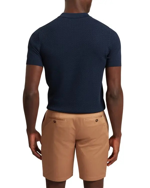 Ted Baker London Luthen Short Sleeve Zig Zag Stitch Polo - Navy
