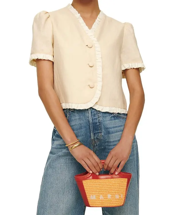 REFORMATION Bess Linen Top - Sugar