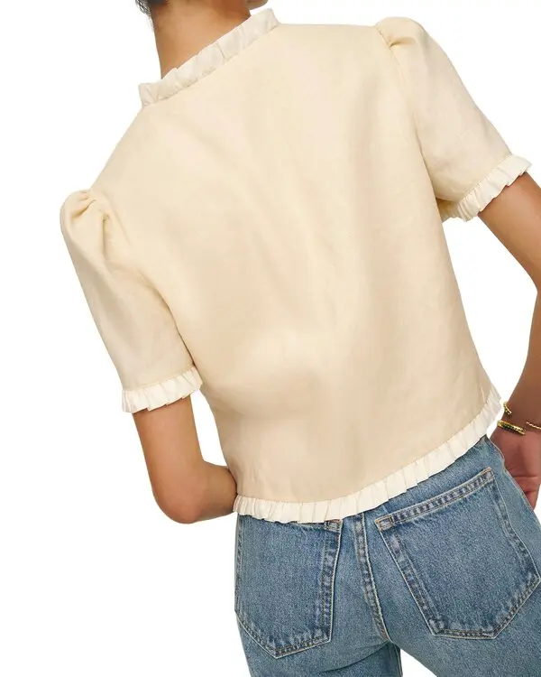 REFORMATION Bess Linen Top - Sugar