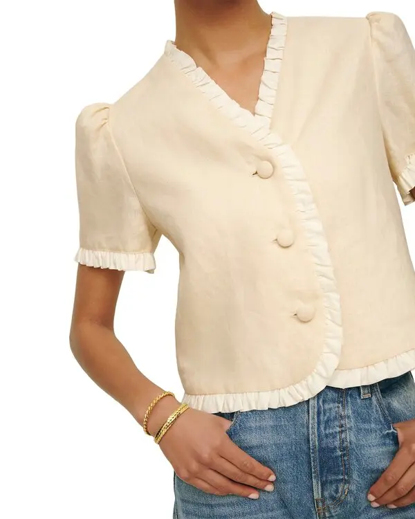 REFORMATION Bess Linen Top - Sugar