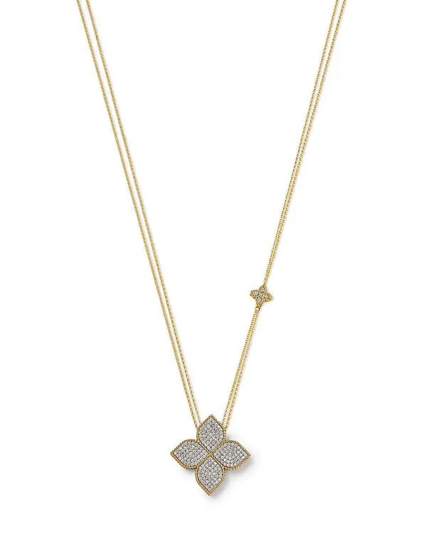 Roberto Coin 18k Gold Diamond Princess Flower Pendant Necklace - White/gold