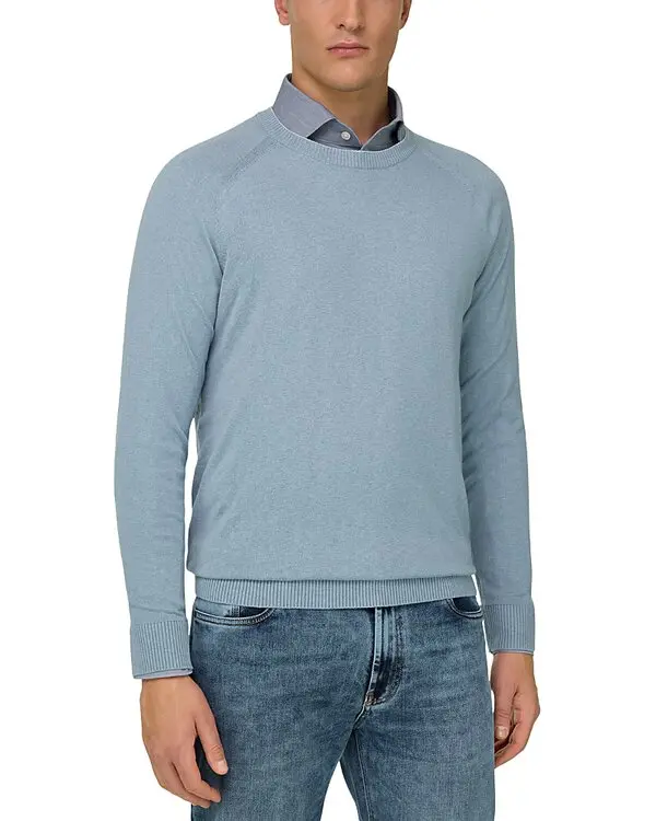 Boggi Milano Crewneck Cashmere Blend Sweater - Light Blue