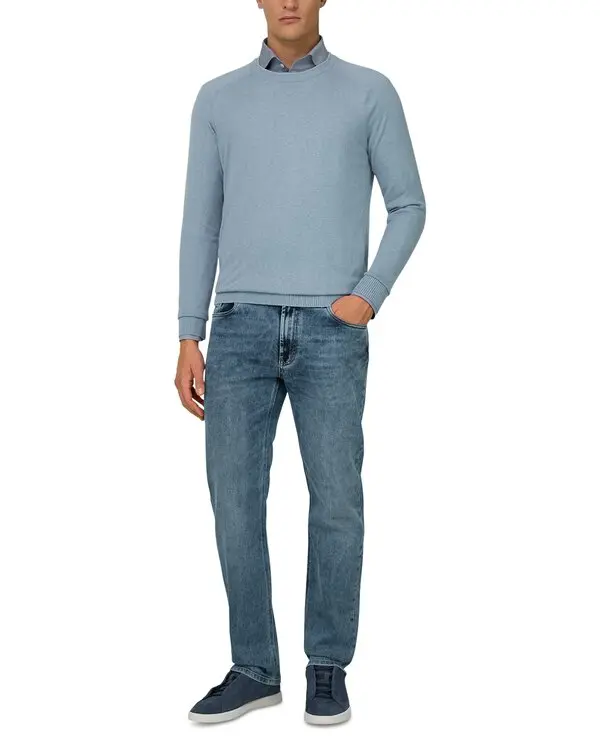Boggi Milano Crewneck Cashmere Blend Sweater - Light Blue