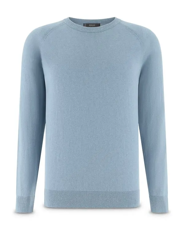 Boggi Milano Crewneck Cashmere Blend Sweater - Light Blue