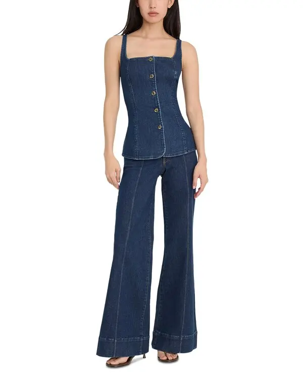 Good American Denim Sleeveless Button-front Top