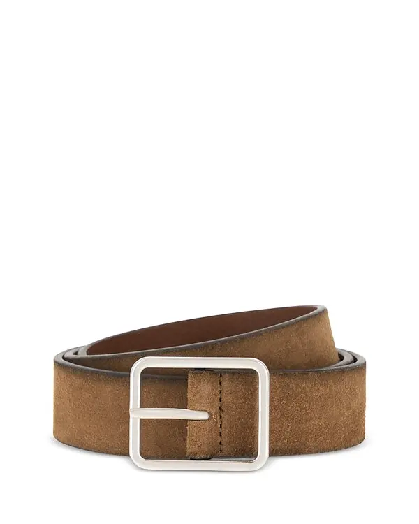 Boggi Milano Washed Suede Leather Belt - Brown