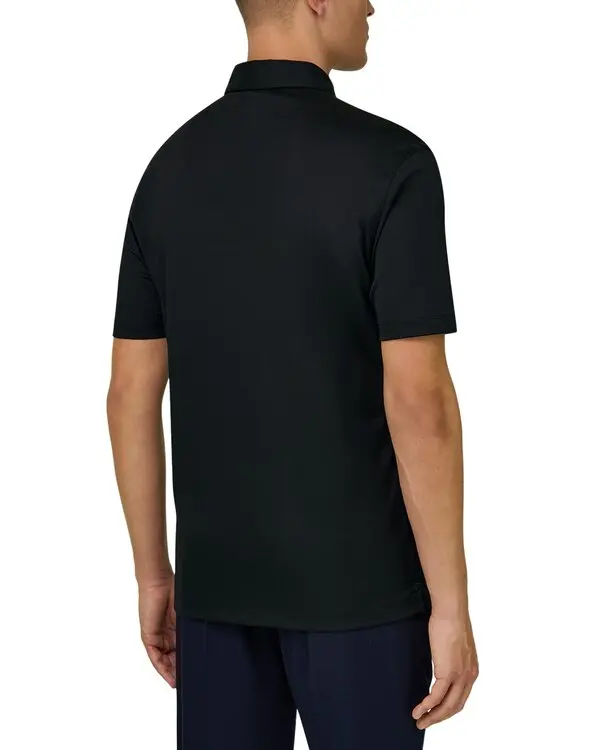 Boggi Milano Cotton, Polyester, And Silk Blend Polo Shirt - Black