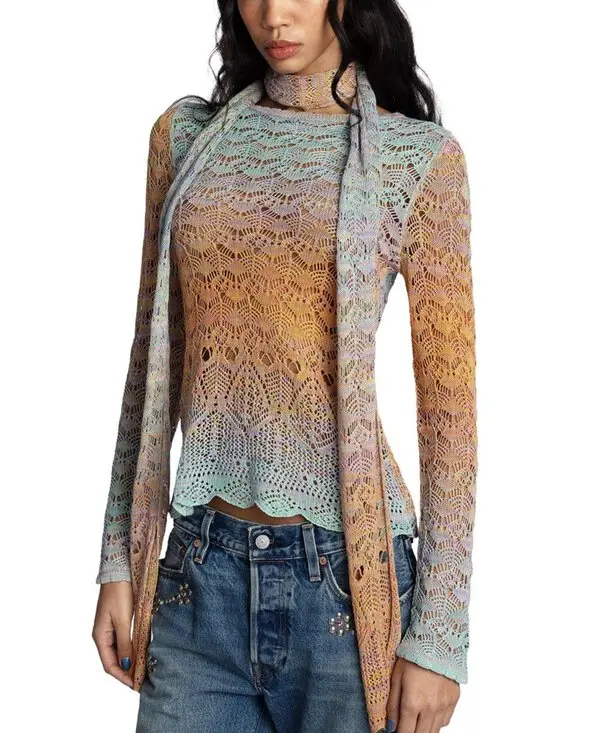 Anna Sui Ombre Space Dye Scarf - Sunset