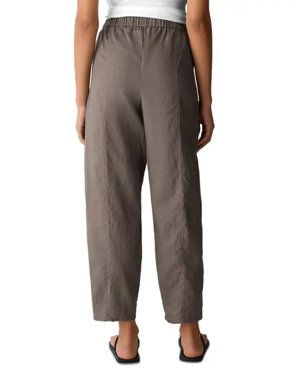Eileen Fisher Linen Ankle Pleated Lantern Pants - Walnut