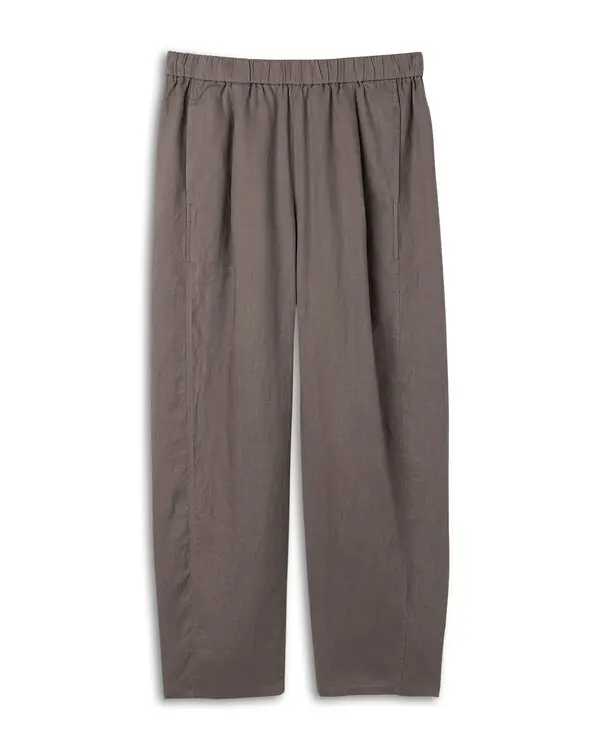 Eileen Fisher Linen Ankle Pleated Lantern Pants - Walnut