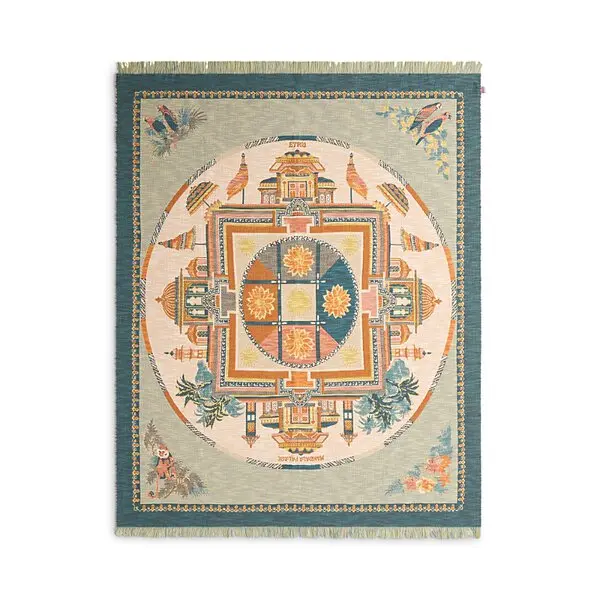 Etro Shanto Cotton Jacquard Throw, 55 X 71 - Green