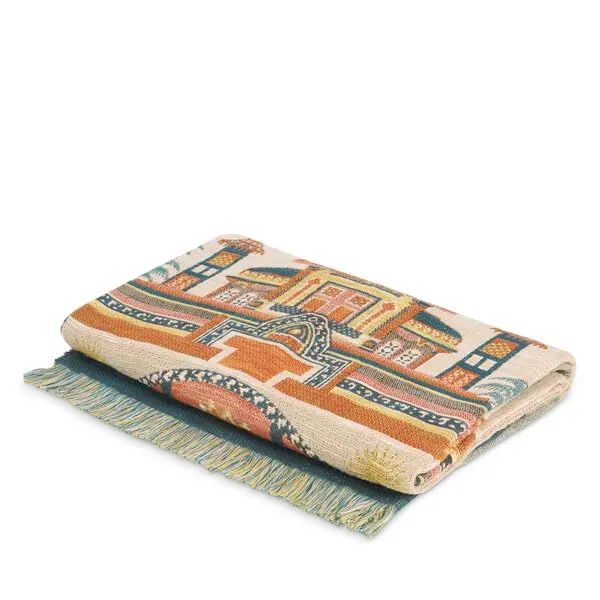 Etro Shanto Cotton Jacquard Throw, 55 X 71 - Green