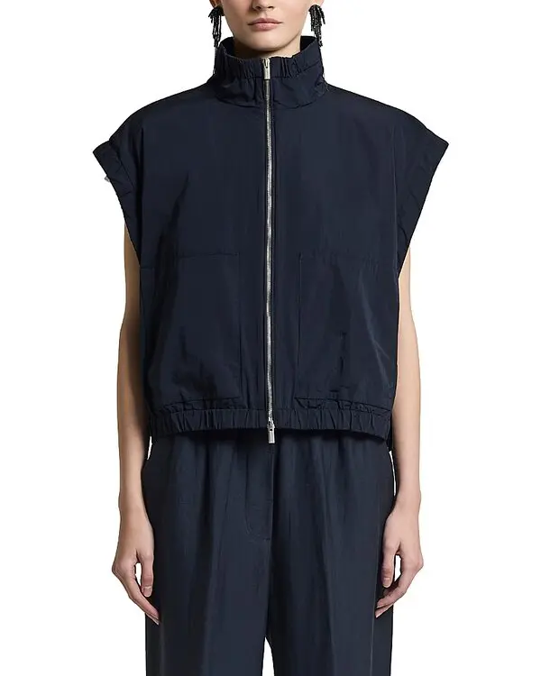 Peserico High Neck Zip-up Vest - Ink