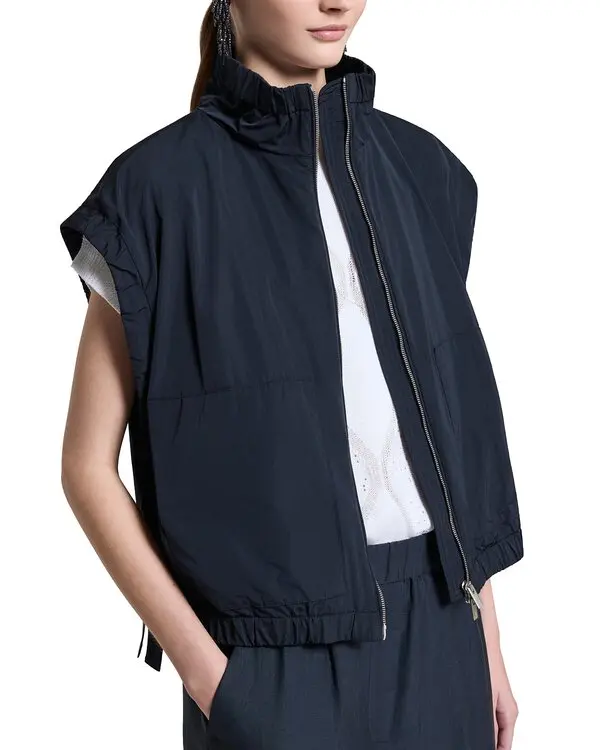 Peserico High Neck Zip-up Vest - Ink