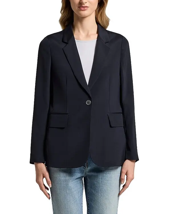 Peserico Single-breasted Crepe De Chine Blazer - Ink