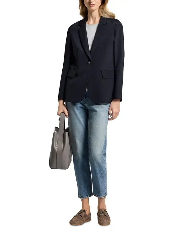 Peserico Single-breasted Crepe De Chine Blazer - Ink