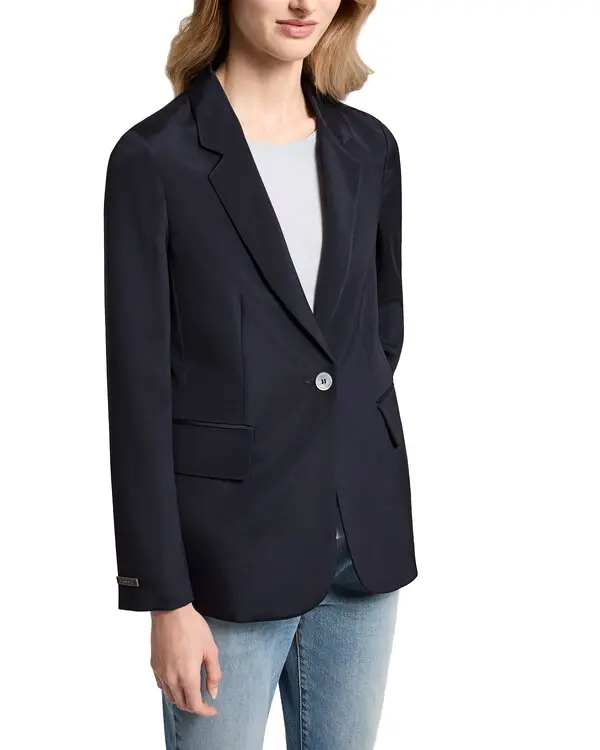 Peserico Single-breasted Crepe De Chine Blazer - Ink