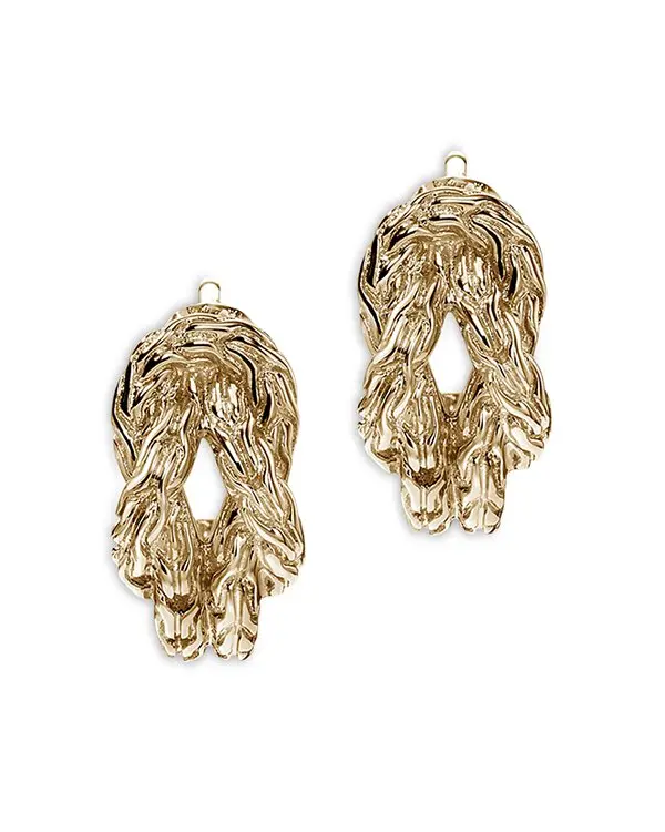 John Hardy 14k Yellow Love Knot Hoop Earrings - Gold