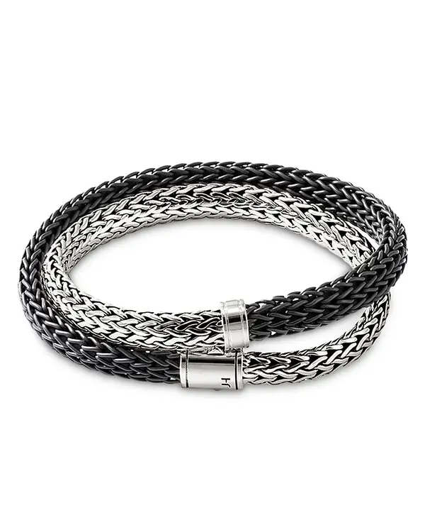 John Hardy Icon Rubber Woven Link Wrap Bracelet - Black
