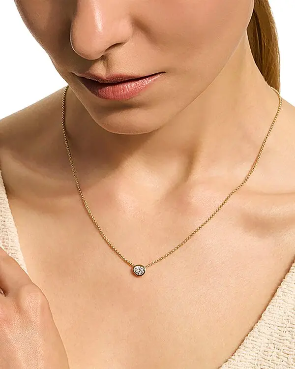 John Hardy 14k Yellow Lab Grown Diamond Solitaire Pendant Necklace - Gold