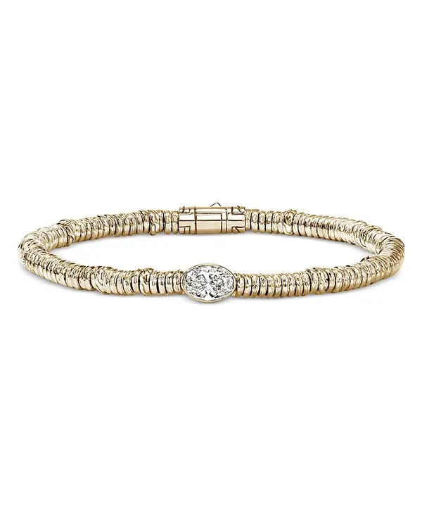 John Hardy 14k Yellow Lovestruck Lab Grown Diamond Solitaire Heishi Bead Bracelet - Gold